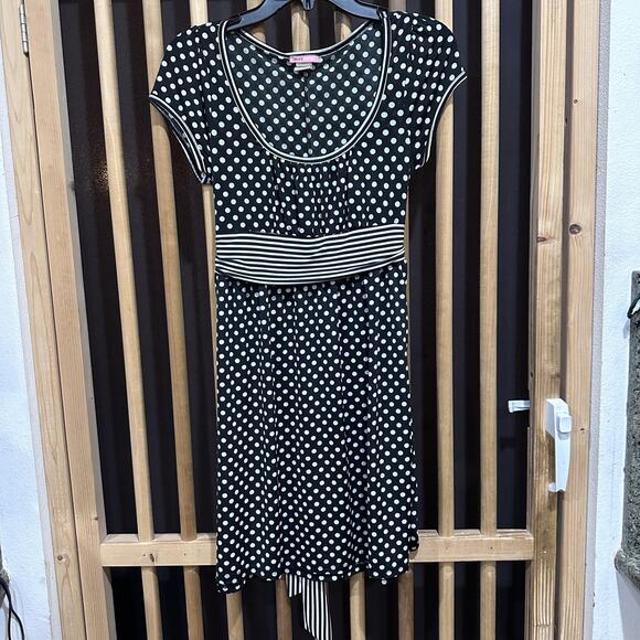Max Rave | Dresses | Max Rave Babydoll Dress Women L Black White Polka ...
